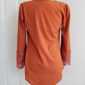 Tops | Rust Lace Detailed Buttonup Blouse | Poshmark